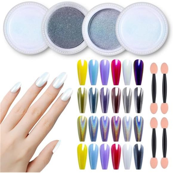 Makeup | 4 Chrome Nail Powders Metallic Mirror Effect Unicorn ...